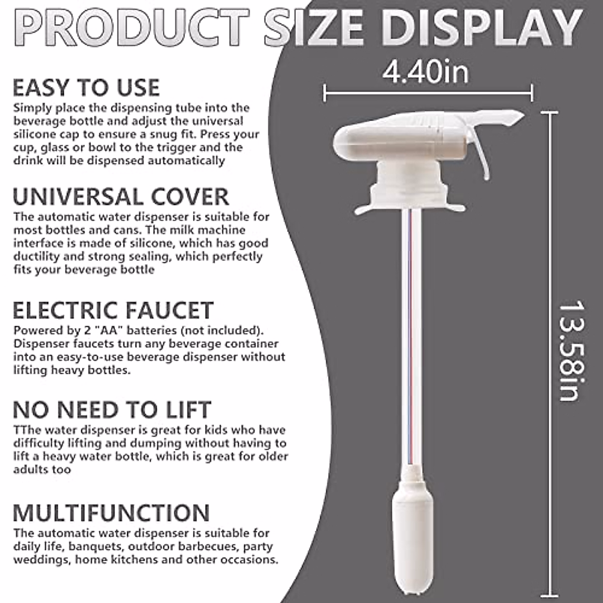 Automatic Drink Dispenser, Milk Dispenser, Hands-Free Milk, Automatic Drink Dispenser with Electric Tap, Drink Dispenser for Milk Juice Beer & More, Hands-Free No Overflow