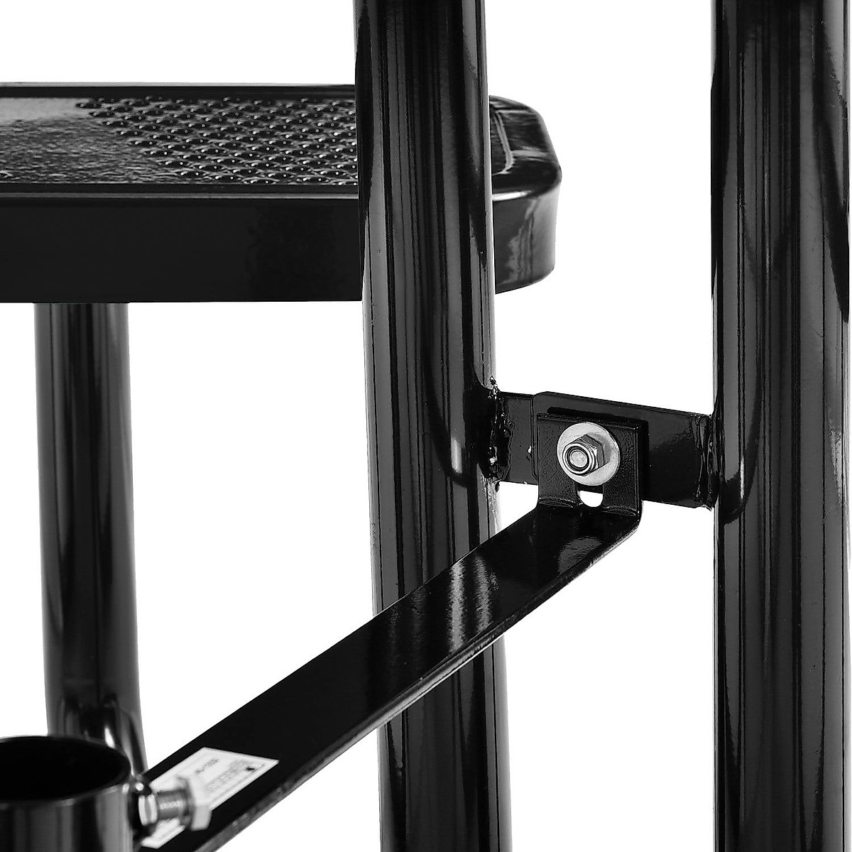 Global Industrial 46" Round Perforated Metal Outdoor Picnic Table, 84" W x 84" D Overall, Black