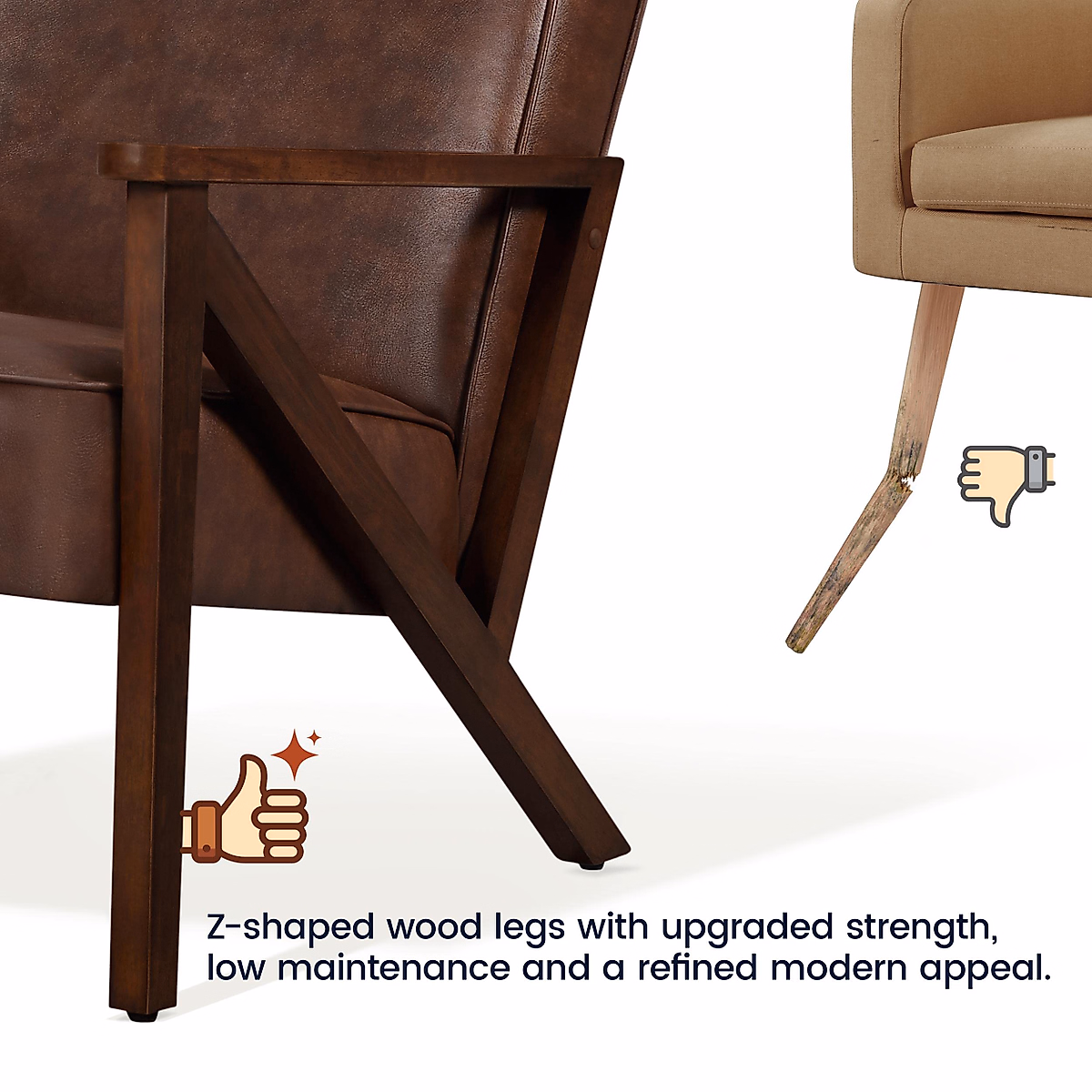 Yaheetech Accent Chair, Armchair with Strong Wood Frame, PU Leather Modern Retro Lounge Chair for Living Room/Lounge/Office/Reception Area, Dark Brown