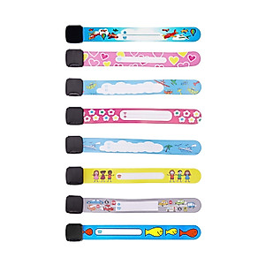 8 Pieces Child Safety ID Wristband, Emergency Identification Bracelets Reusable Waterproof Handwritten Brands Safety Armband for Kids or Old Men (8)