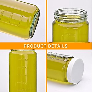 Salzesfalls 16oz Glass Juice Bottles with Lids and Straw,Reusable Juice Bottles with Lids,Travel Drinking Jars with Scale, for Juice,Coffee,Iced Tea,Smoothies,Milk,Set of 9