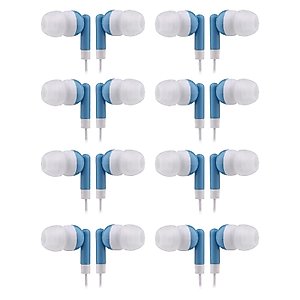 CN-Outlet Wholesale Earbuds Bulk Headphones Individually Bagged 50 Pack for iPhone, Android, MP3 Player for Schools, Libraries, Hospitals (Blue)