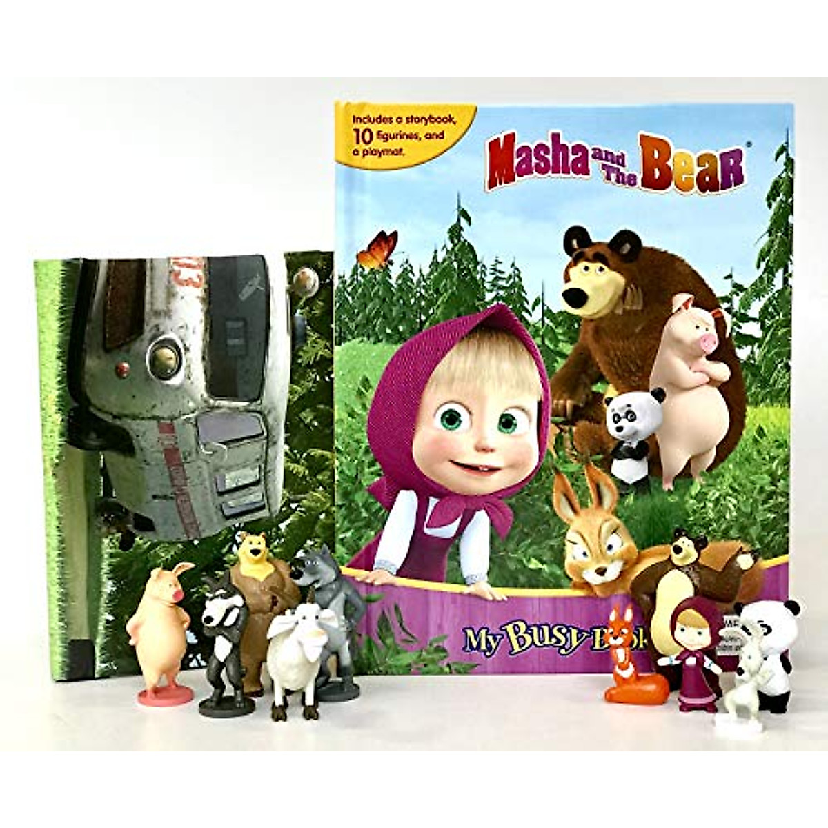 Disney Masha & the Bear My Busy Books - Storybook, 10 figurines, playmat
