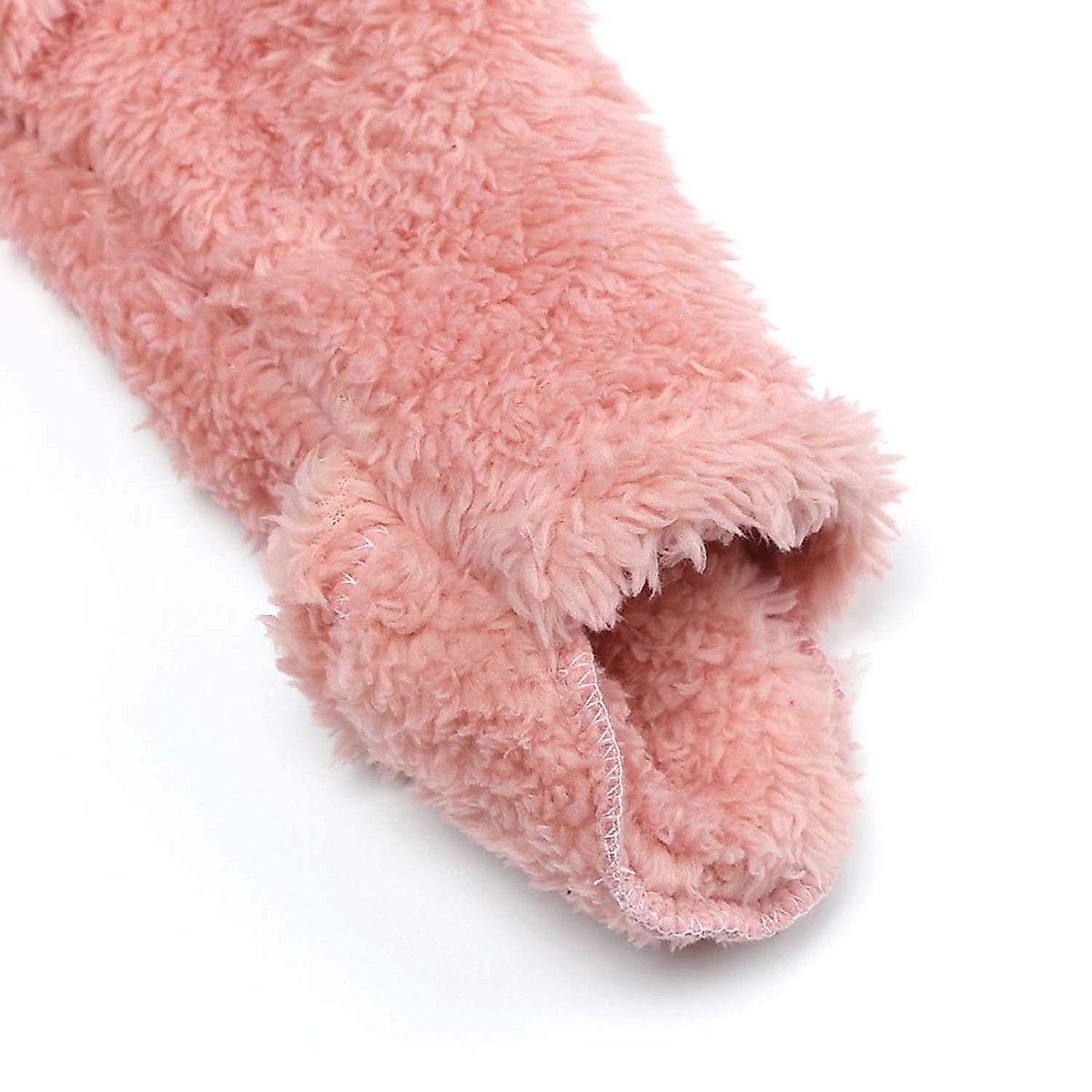 Newborn Baby Warm Snowsuit Cotton Fleece Hooded Romper Bear Pattern Jumpsuit for Baby Girl Boy Pink 0-3M