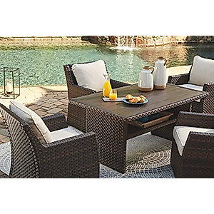 Signature Design by Ashley Outdoor Easy Isle Multi-Use Resin Wicker Patio Table, Dark Brown