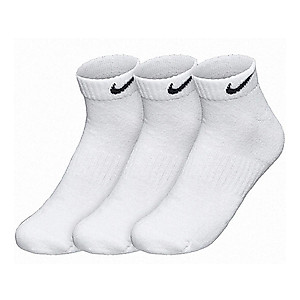Nike Everyday Cushion Low Training Socks (3 Pair), Men's & Women's Athletic Low Cut Socks with Sweat-Wicking Technology, White/Black, Women's 4-6 and Youth 3Y-5Y