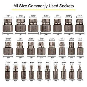 Topec 25Pcs Screw Extractor Set, Hex Head Multi-Spline Easy Out Bolt Extractor Set, Premium High Carbon Steel Rounded Bolt Remover