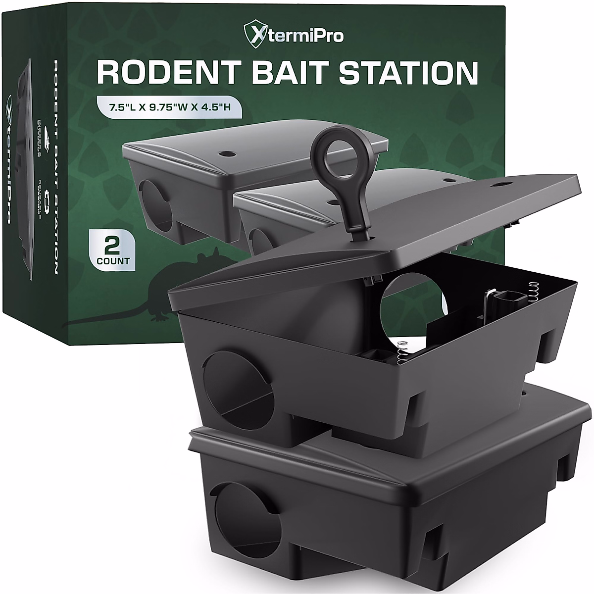 Rat & Mouse Bait Station - 2 Pack - Rat Bait Stations for Rats and Mice Outdoor/Indoor - Tamper Resistant - Child & Pet Safe Rodent Bait Station - Outside Traps for Mice - Bait Box Pest Control