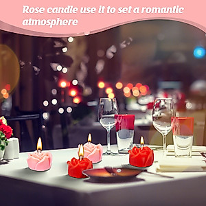 Pink Rose Candle Set with Romantic aestheticscented Candles Gift Set for Women Valentine's Day Wedding Party Birthday Home Decoration Candles (2pcs/Pink+2pcs/Red)