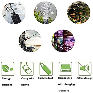USB Fish Oxygen Air Pump Aquarium Ultra Quiet Oxygen Pump for Fish Tank with Hanging Buckle and Check Valve - Black…