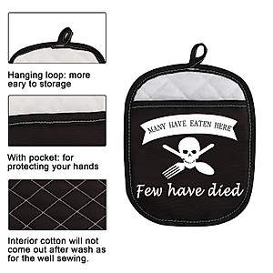 Funny Baking Oven Pads Pot Holder with Pocket for Baker Many Have Eaten Here Few Have Died (Few Have Died)