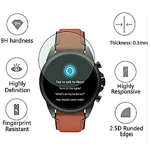 SHUAXI Watch Screen Protector (3+1Pack) Compatible with Fossil Gen 6 44mm, Tempered Glass Film Anti-Scratch High Definition Full Coverage and Soft TPU Protective Case, Black