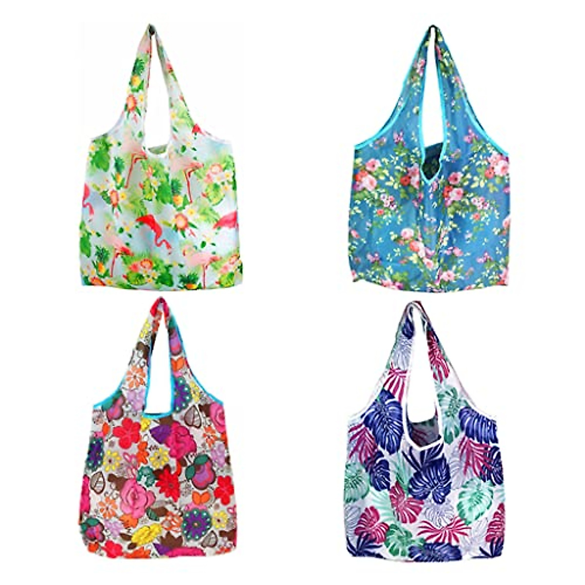 ALIMITOPIA Shopping Bags,Reusable Folding Waterproof Grocery Polyester Bags Totes Foldable Carrier Bags with Self Pouch(4pcs)