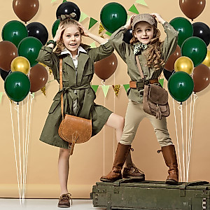 Dark Green Black Gold Balloon Garland Arch Kit - 122PCS Green and Gold Black Brown Balloons Forest Green Party for Tropical Camo Super Bowl Football Birthday 2024 Graduation Prom Party Decorations