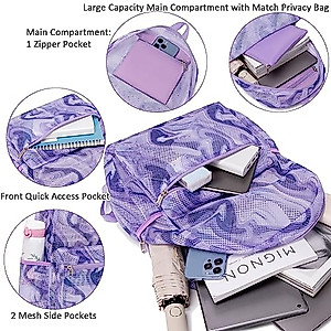 Meisohua Mesh Backpack for School Girls Semi-Transparent Backpack for Kids See Through Teen Girls Backpack with Storage Bag 2 in 1 Set
