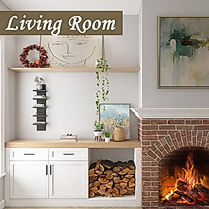 Homaterial 5 Tier Shelves for Wall, Vertical Column Wall Decor Mount Floating Shelves for Bedrooms, Living Rooms, Natural Finish Wall Shelf, Black