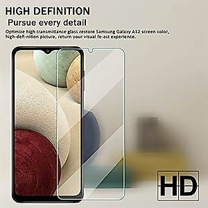 Galaxy A12 Tempered Glass Screen Protector + Camera Lens Protectors by YEYEBF, [2+2 Pack] [3D Glass] [Bubble-Free] [Anti-Glare] for Samsung Galaxy A12