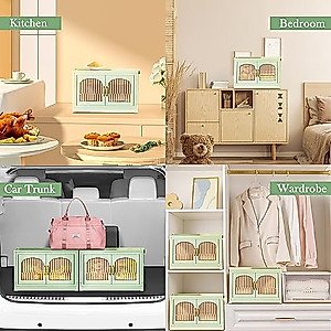 YARWAYER Storage Bins with Lids-Folding Storage Box with Doors,Plastic Storage Bins,Collapsible Storage Containers,Closet Organizers and Storage,1 Tier 15.4 Gal