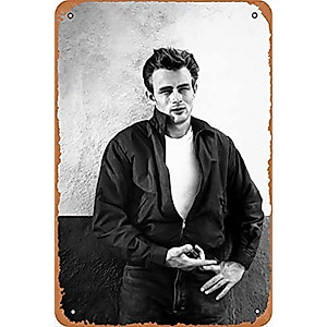 Ysirseu Music Metal Signs Vintage James Dean Black and White Poster Celebrities & Musicians Wall Art Retro Decor Tin Sign-8x12inch