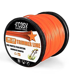 String Trimmer Line, Commercial Grade Orange Pentagon Weed Eater String, Premium Nylon Universal 0.105" Diameter x 328'