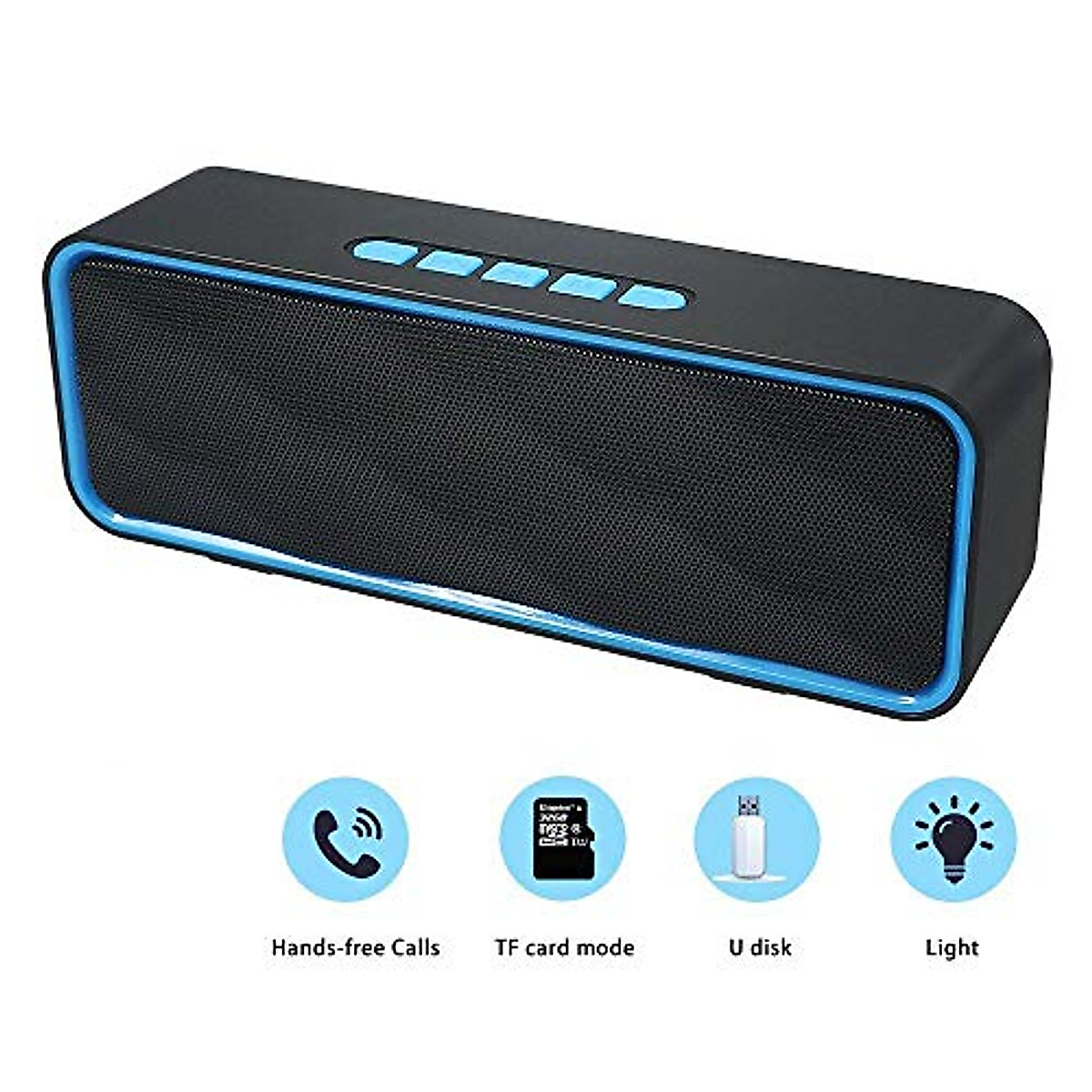Totola Wireless Bluetooth Speaker with AUX/USB/TF Card Slot,Outdoor Portable Stereo Speaker with HD Audio,Enhanced Bass, Dual-Driver,Handsfree Calling, FM Radio Speaker for Travel,Party (Blue)