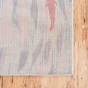 Unique Loom Positano Collection Coastal Modern Bright Colors Fish Beige Runner Rug (3' x 10')