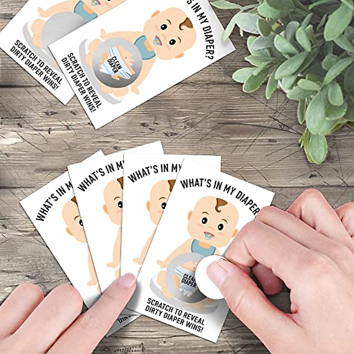 Hafhue 50 Pack What‘s in My Diaper Scratch Off Game Scratch Off Cards for Baby Shower, Baby Shower Activity and Idea, Silly Activity for Ice Breakers