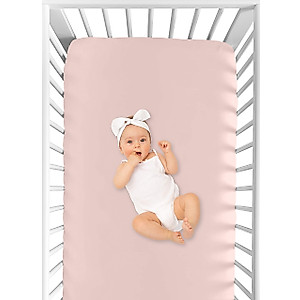 Sweet Jojo Designs Solid Blush Pink Baby or Toddler Fitted Crib Sheet for Celestial Collection by