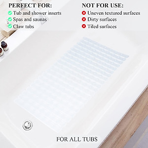 Bathtub Mat Non Slip - Sheepping Shower Mat Machine Washable Anti Slip Bath Mat for Tub, Quick Drain Tub Mat with Suction Cups for Bathroom (Clear)