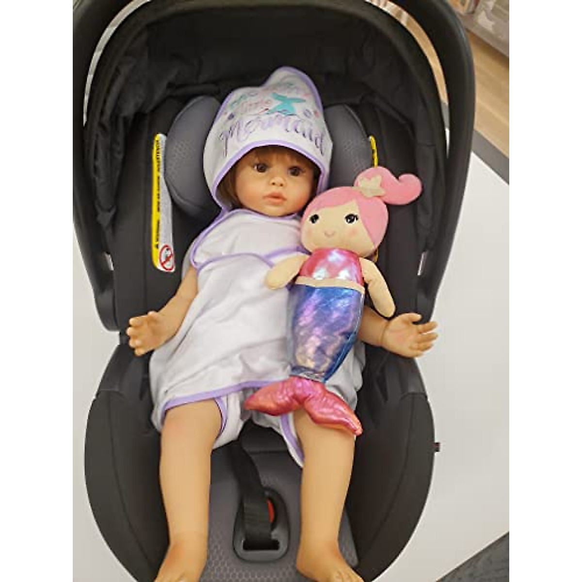 Baby Hooded Towel and Washcloth Set for Infants, Boys and Girls 6-12 Months (Mommy's Mermaid)