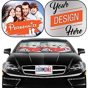 MSD Car Block Windshield Cover Custom 2 Pieces Universal Fit Personalized Car Block Windshield Cover Fits Most Coupe, Sedan, Wagon, Van Image ID: 25467554 White Puppy Malt Made in The USA