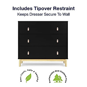 babyGap by Delta Children Legacy 3 Drawer Dresser with Leather Pulls - Greenguard Gold Certified, Ebony/Natural