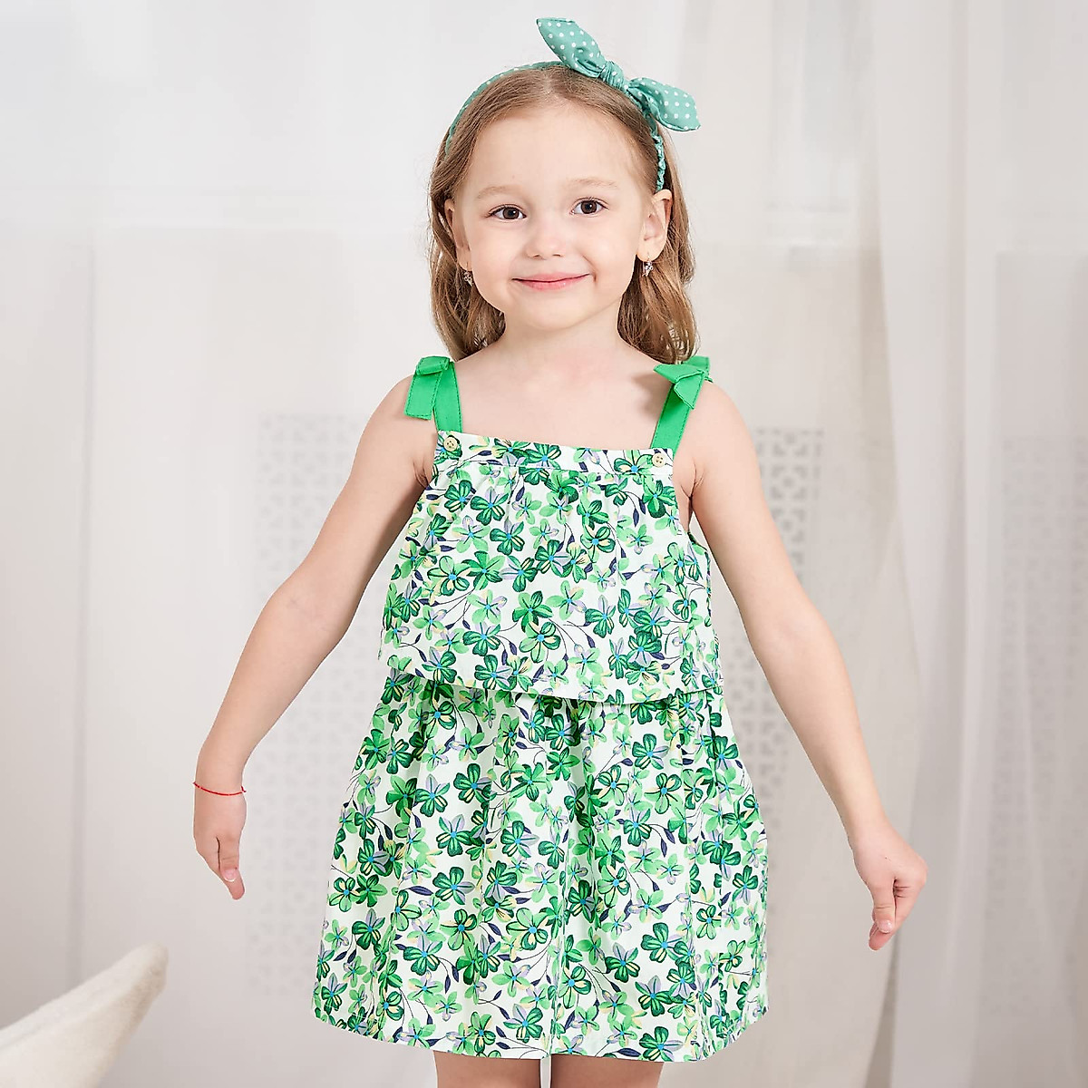 Sosomi Toddler Girls Dress Summer Clothes Sundress Butterfly Baby Girl Floral Green Dresses 18-24 Months