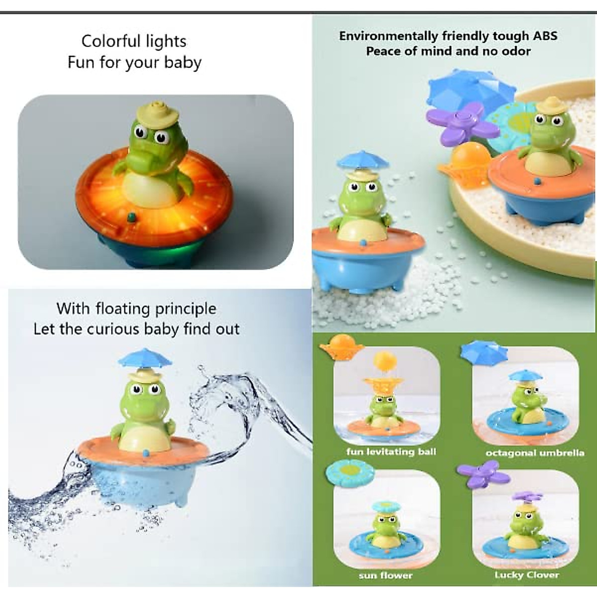 Bath Toys, Light Up Baby Pool Toy with LED Light Crocodile Spray Water Toy, Floating Wind Up Toys for 1 Year Old Boy Girl, New Born Baby Bathtub Water Toys, Preschool Toddler Pool Toys (Crocodile)