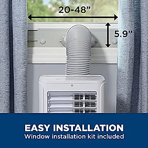 GE 6,100 BTU Portable Air Conditioner for Small Rooms up to 250 sq ft., 3-in-1 with Dehumidify, Fan and Auto Evaporation, Included Window Installation Kit