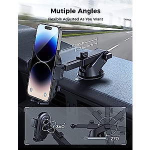 Wireless Car Charger, UGDLUCK 15W Fast Charging Car Charger Mount with Colored Lights Dashboard Windshield Air Vent Car Phone Holder fit for iPhone 14 13 12 11 Pro Max,Samsung Galaxy S23 S22 S21,etc