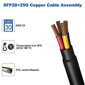 CYSKY 25G SFP28+ DAC Cable, 2-Meter (6.56ft) Passive Direct Attach Copper Twinax Cable for Cisco, Ubiquiti, D-Link, Netgear, Mikrotik, Open Switch Devices