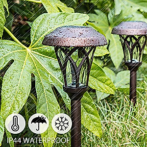 GIGALUMI Solar Pathway Lights 6 Pack, Solar Landscape Lights Warm White, Super Bright High Lumen Waterproof Metal Automatic Solar Yard Lights for Path, Garden, Lawn, Patio and Walkway