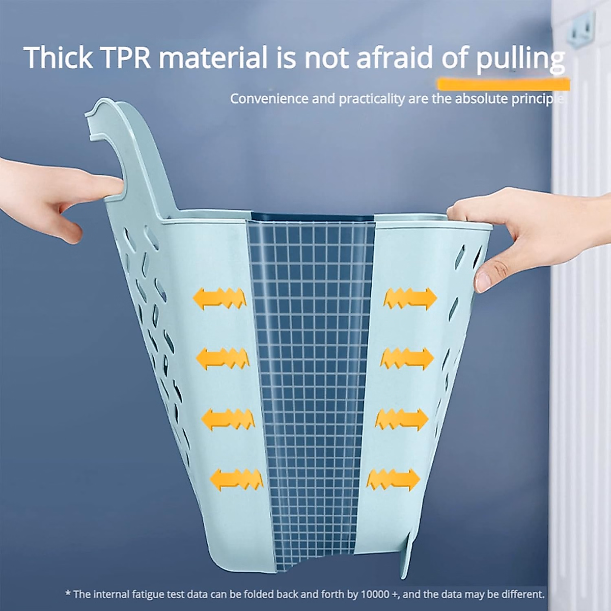 Wall-mounted Collapsible Laundry Basket, Tall Plastic Hamper for Dirty Clothes, Punch-free Storage Bins with Soft Handle, for Organizing Home, Clothes, Towels, Blanket, Toys (grey, xl)