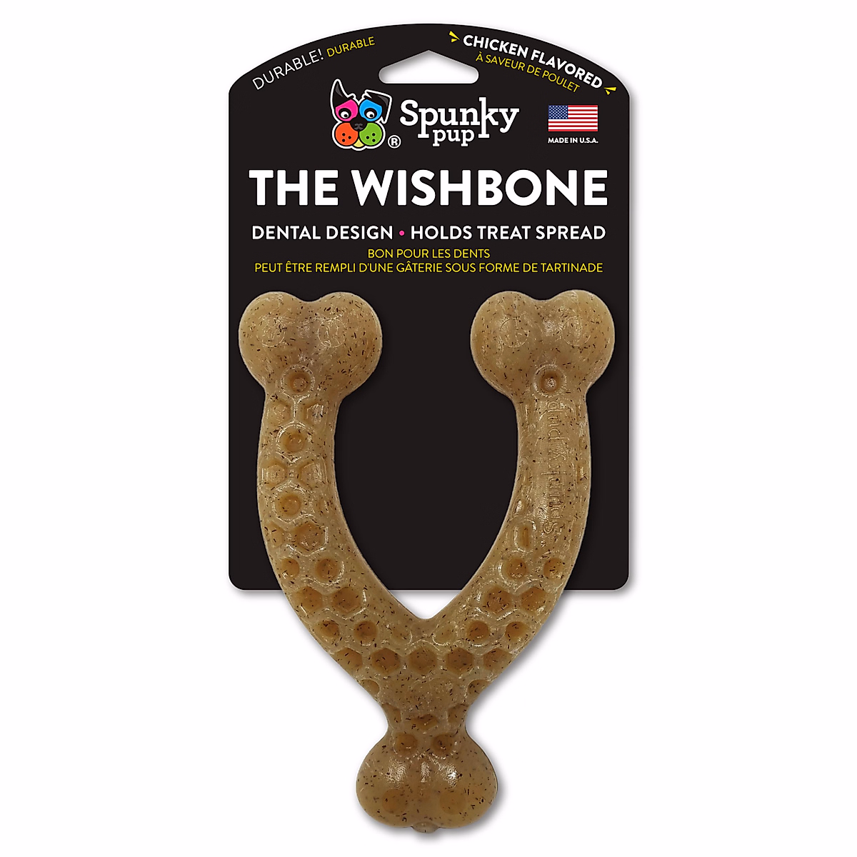 Spunky pup Wishbone Nylon Chew Toy, Chicken Flavored Nylon Dog Chew Toy, Promotes Dental Health - Wishbone, Large