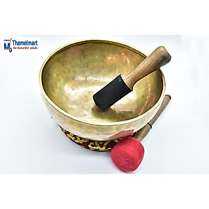 9" Large Master Healing Hand hammered Tibetan Singing Bowl ~ Great for Meditation, Yoga, Sound Bath, Mindfulness, Relaxation ~ Cushion, Wooden Mallet & Drumstick Included