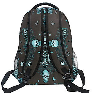 MNSRUU School Backpack Butterfly Skull Mysticism College Knapsack Laptop Rucksack Business Travel Computer Bookbags for Adult Teen One Size