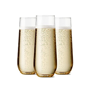 TOSSWARE POP 9oz Flute, Premium Quality, Recyclable, Unbreakable & Crystal Clear Plastic Champagne Glasses,Flute , 12 Count (Pack of 1)