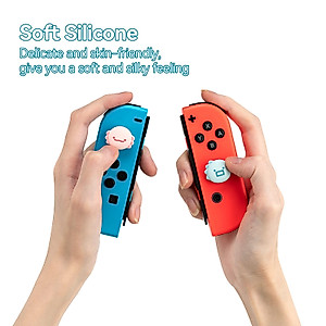 GeekShare Cute Silicone Joycon Thumb Grip Caps, Joystick Cover Compatible with Nintendo Switch/OLED/Switch Lite,4PCS - Dinosaur & Axolotl