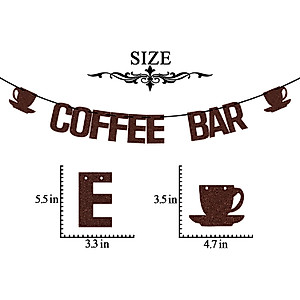 Coffee Bar Banner, Love is Brewing Banner Decorations, Bridal Shower Party Decoration, Coffee Bar Sign Bachelorette/Wedding/Anniversary Party Banner Decor Supplies Brown Glitter
