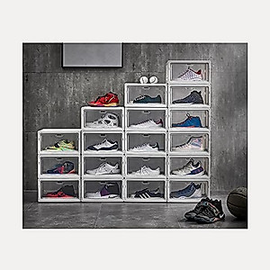 Shoe Organizer,Shoe Storage Boxes with Magnetic Door,Foldable Shoe Storage,Closet Organizers and Storage,Shoe Rack for Closet,Containers Bins Holders for Display Sneaker (White-3 Pack)