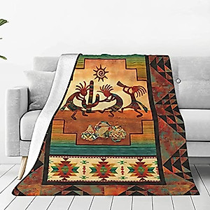 Arizona Kokopelli Retro Flute Art Full Fleece Throw Cloak Wearable Blanket Flannel Fluffy Comforter Quilt Nursery Bedroom Bedding King Size Plush Soft Cozy Air Conditioner Blanket