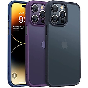 TORRAS 𝗨𝗽𝗴𝗿𝗮𝗱𝗲𝗱 Shockproof iPhone 14 Pro Max Case, Military Grade Drop Protection, Silicone iPhone 14 Pro Max Case, Slim Thin Semi-Clear iPhone 14 Pro Max Phone Case, Black-Guardian Series
