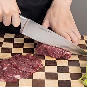 linoroso 3 Piece Knife Set, Chef Santoku Paring Knife Set with Elegant Gift Box, Sharp Forged German Carbon Stainless Steel Knives with Full Tang Ergonomic Handle for Home Kitchen and Restaurant