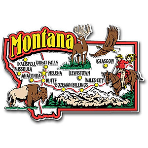 Montana Jumbo State Magnet by Classic Magnets, 4" x 2.8", Collectible Souvenirs Made in The USA